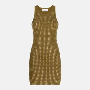 Attico Military Mini Dress With Rhinestones - Green