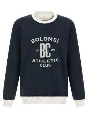 Brunello Cucinelli Cotton And Linen Sweatshirt - Blue