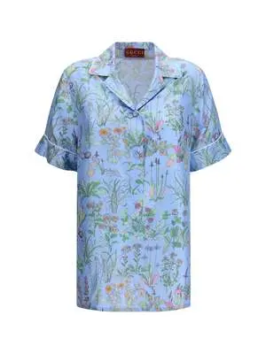 Gucci Printed Silk Twill Shirt - Blue