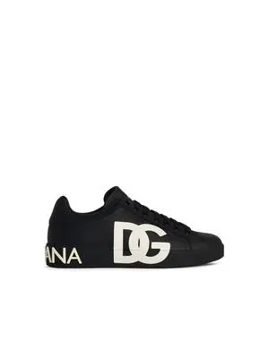 Dolce & Gabbana Portofino Leather Sneakers - Black