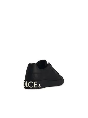 Dolce & Gabbana Portofino Leather Sneakers - Black