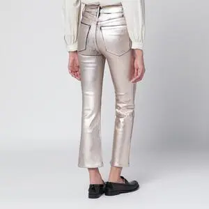 FRAME Metallic Effect Cropped Trousers