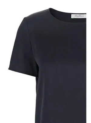 Max Mara Dida' Blue Crewneck T-shirt In Silk - Multicolor