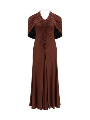 SELF-PORTRAIT Jersey Midi Dress - Brown