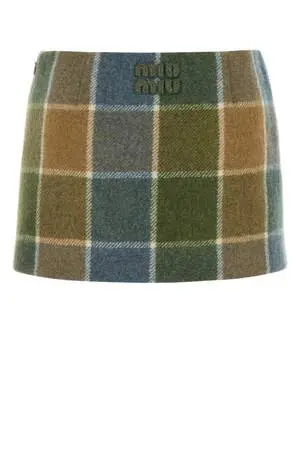Miu Miu Embroidered Wool Mini Skirt