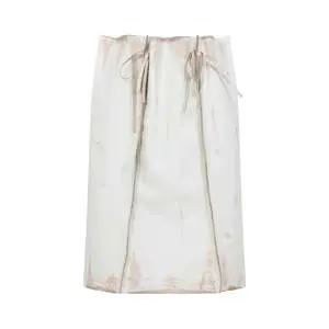 Prada Calf Leather Midi Skirt - White