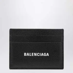Balenciaga Cash Card Holder In Grained Leather - Black