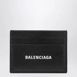Balenciaga Cash Card Holder In Grained Leather - Black