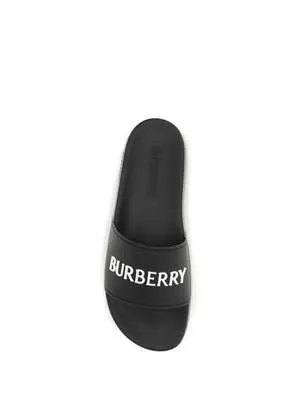 Burberry Logo Slippers - Black