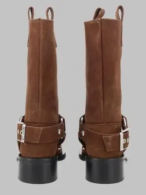 GANNI Suede Biker Boots - Multicolor
