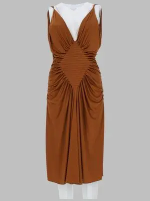 Versace Abito Midi In Jersey Di Viscosa - Brown