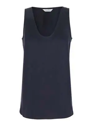 Max Mara Filly' Blue Sleeveless Top With Round Neck In Silk - Multicolor