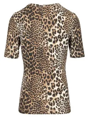 GANNI Animal Print Ribbed T-shirt - Multicolor