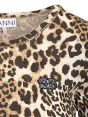 GANNI Animal Print Ribbed T-shirt - Multicolor