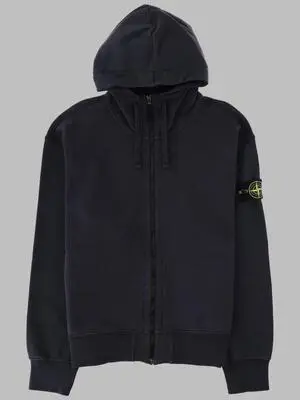 Stone Island Logo Patch Hooded Sweatshirt - Blue