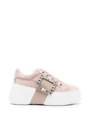 ROGER VIVIER Viv Skate High Strass Leather Sneakers - Multicolor