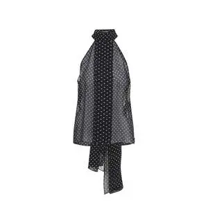 TOM FORD Polka Dot Silk Lavallier Top - Black