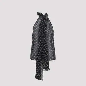 TOM FORD Polka Dot Silk Lavallier Top - Black