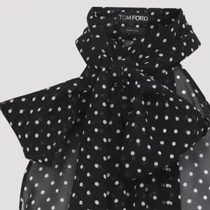 TOM FORD Polka Dot Silk Lavallier Top - Black