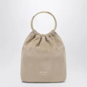 Prada Mini Bucket Bag In Desert Suede - Orange