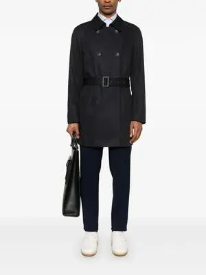 Herno Double-breasted Trench Coat In Dean - Blue