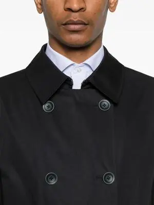 Herno Double-breasted Trench Coat In Dean - Blue