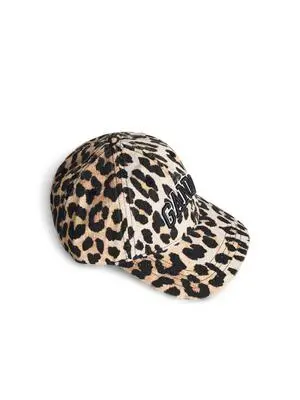 GANNI Leopard Print Cotton Cap