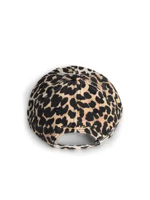 GANNI Leopard Print Cotton Cap