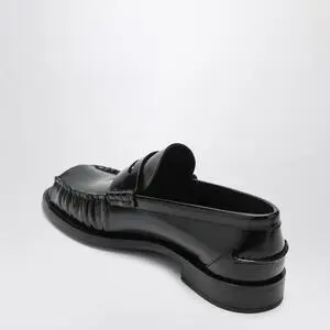 Prada Brushed Leather Peep-toe Loafers