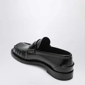 Prada Brushed Leather Peep-toe Loafers