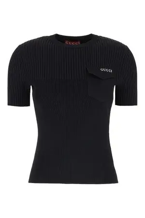 Gucci Ribbed Knit T-shirt With Pocket