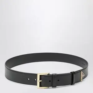 Prada Leather Belt With Triangle Logo - Black