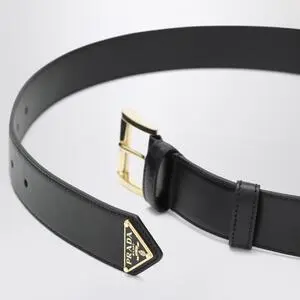 Prada Leather Belt With Triangle Logo - Black