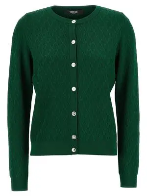 Versace V-pattern Stretch Viscose Cardigan