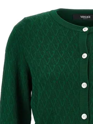 Versace V-pattern Stretch Viscose Cardigan