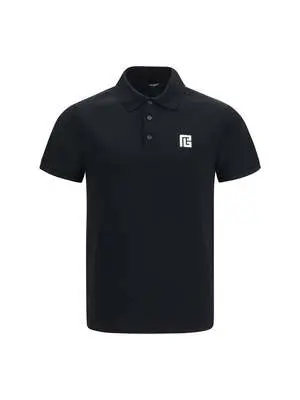 Balmain Pb Embroidered Logo Polo - Black