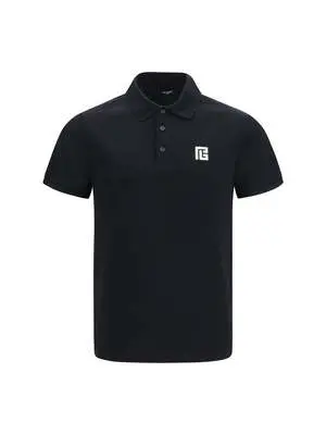 Balmain Pb Embroidered Logo Polo - Black