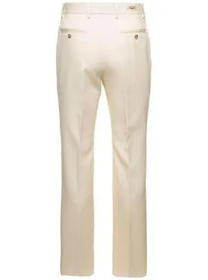 Gucci White Straight-leg Pants With Cities Patch In Wool