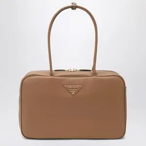 Prada Large Duffle Bag In Caramel Leather - Brown