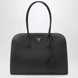 Prada Large Shopping Bag In Leather - Black