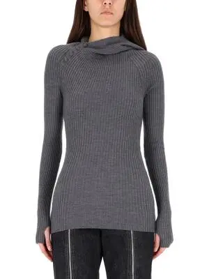 JEAN PAUL GAULTIER Ribbed Wool Sweater - Gray