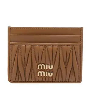 Miu Miu Matelasse' Logo Cards Holder - Brown