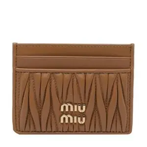 Miu Miu Matelasse' Logo Cards Holder - Brown
