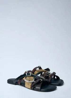 Acne Studios Leather Belts Strap Sandals - Brown