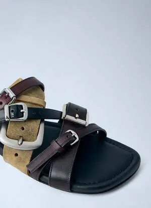 Acne Studios Leather Belts Strap Sandals - Brown