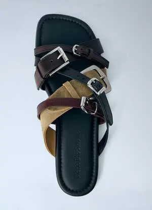 Acne Studios Leather Belts Strap Sandals - Brown