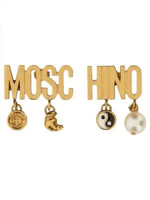 Moschino Logo Earrings - Gold