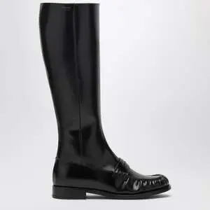 Prada Penny Boots In Glossy Leather