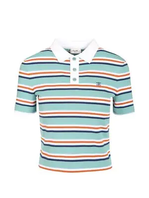 Celine Striped Cotton Polo Shirt - Multicolor