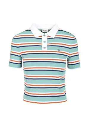 Celine Striped Cotton Polo Shirt - Multicolor